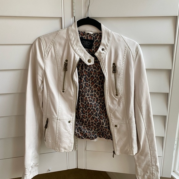 TCEC | Jackets & Coats | Tcec Faux Leather Animal Print Lining Cream ...